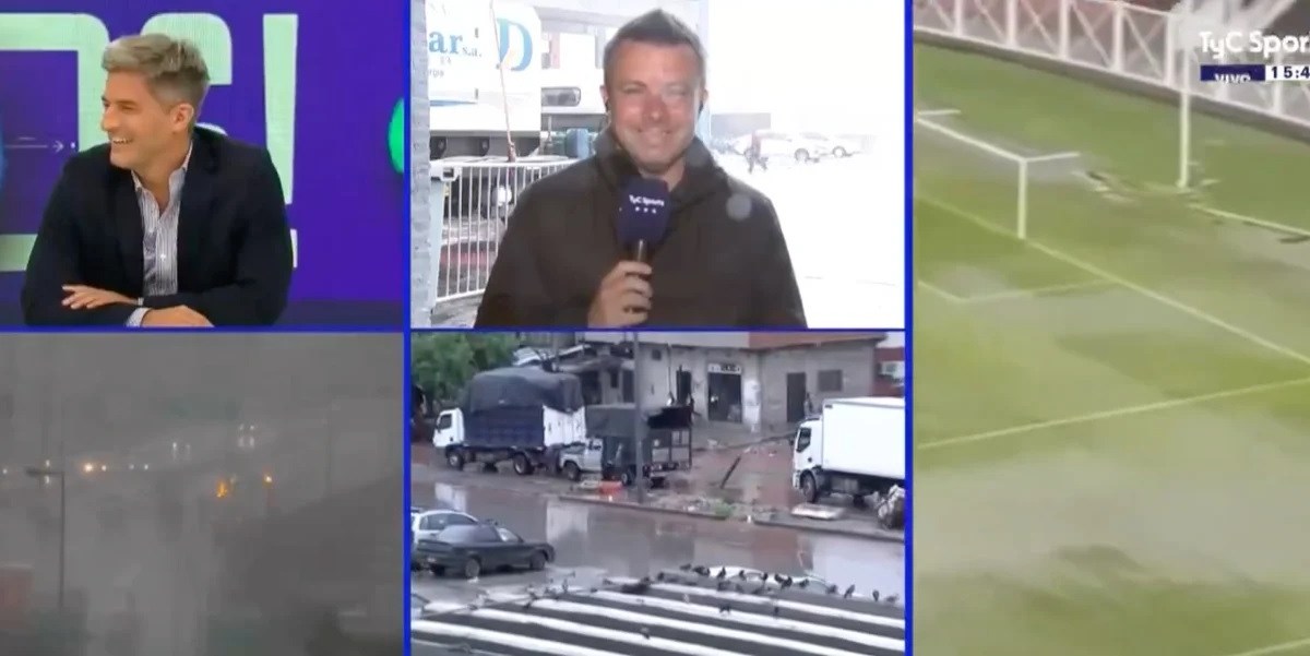 El error en vivo de un periodista en pleno temporal que se hizo viral ...