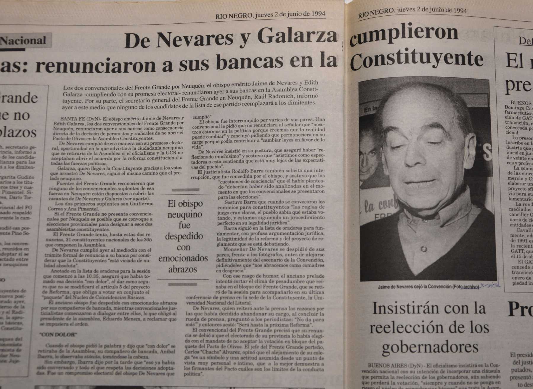 A 30 años de la renuncia de De Nevares a la Constituyente: un legado de ...