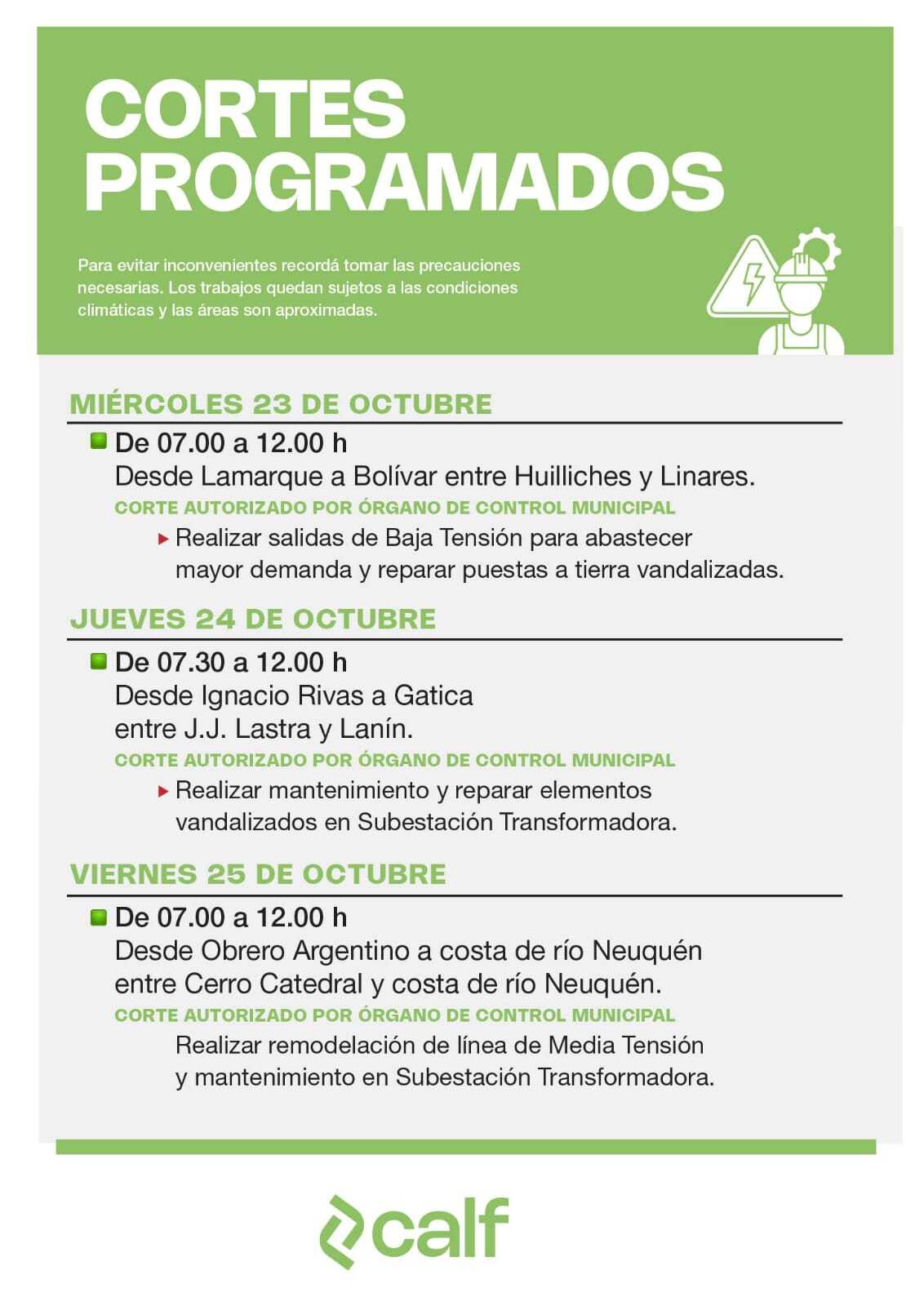 Cortes de luz de hasta cinco horas este miércoles, jueves y viernes en ...