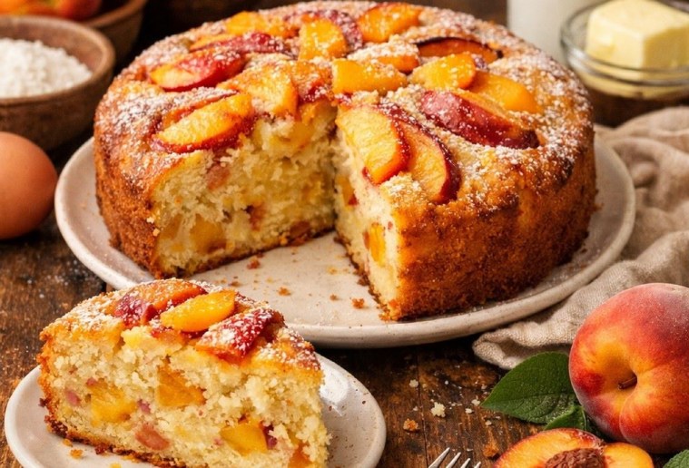 Cómo hacer una torta de durazno que queda húmeda por dentro y dorada ...