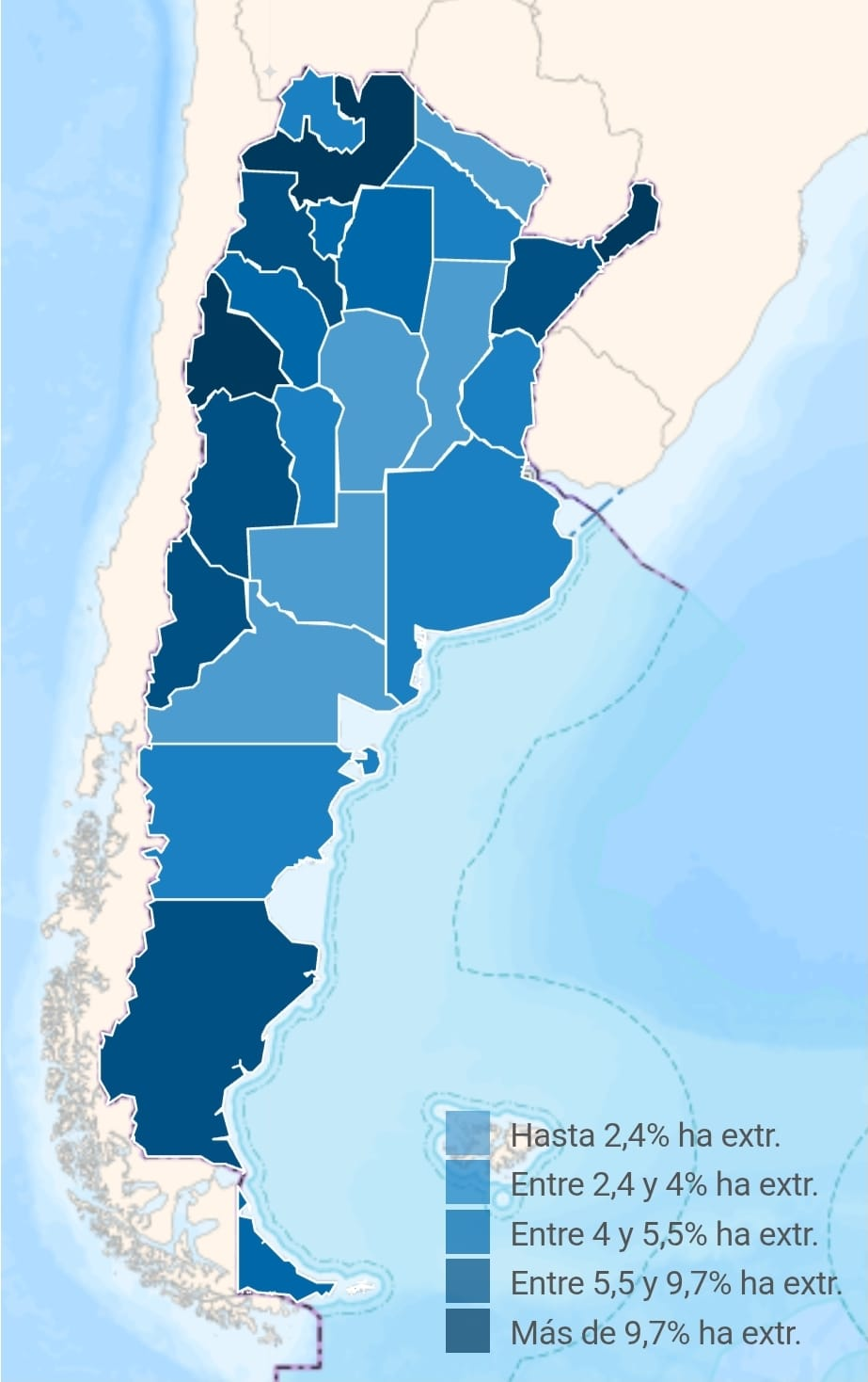 Mapa | La parte de la cordillera de Neuquén que supera el 50% de ...